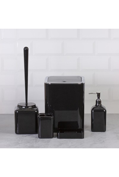 Okyanus Home Siyah Kare 5'li Banyo Seti