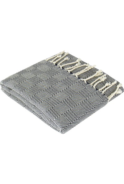 Trimita Peştamal Plaj ve Banyo Havlusu 100 x 180 cm Siyah %100 Pamuk