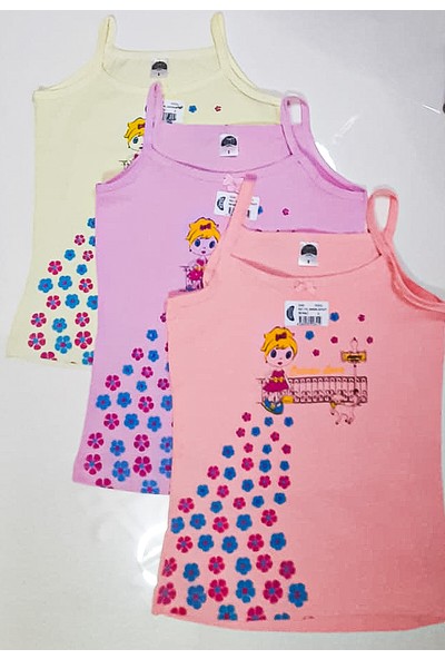 Gümüş Kız Çocuk Desenli Atlet 3'lü Paket