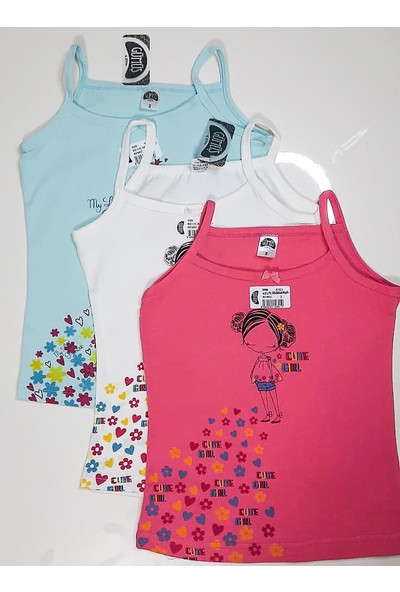 Gümüş Kız Çocuk Desenli Atlet 3'lü Paket