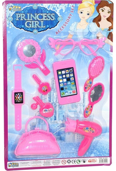 Can Oyuncak HC1001 Can, Kartela Prenses Girl Kuaför ve Aksesuar Seti