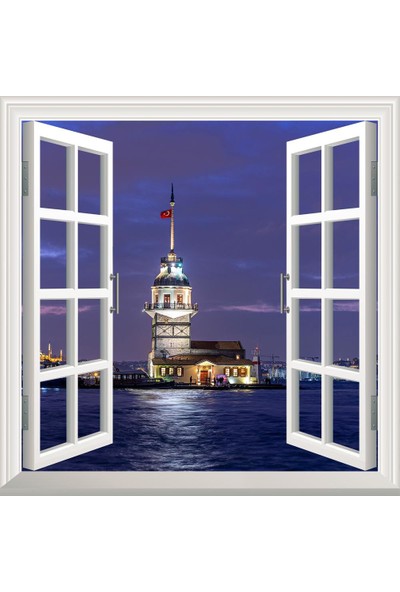 Sticker Art Pencere Poster Duvar Kağıdı Kız Kulesi Gece Yapışkanlı Sticker Sticker Art Pencere Poster Duvar Kağıdı Kız Kulesi Gece Yapışkanlı Sticker