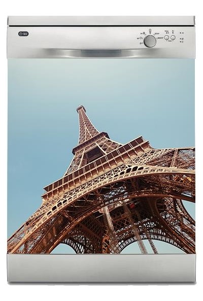 Sticker Art Bulaşık Makinesi Sticker Kaplama Beyaz Eşya Kaplama Eyfel Kulesi Yatay