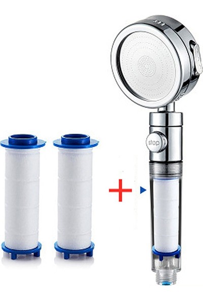 Sardıcı Filtreli Kireç Önleyici Aç-Kapa Özellikli 3 Fonksiyonlu Duş Başlığı ve 2 Adet Yedek Filtre