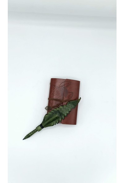 Ka & Ay Ka&ay Deri Kaplama Yaprak Desenli Not Defteri