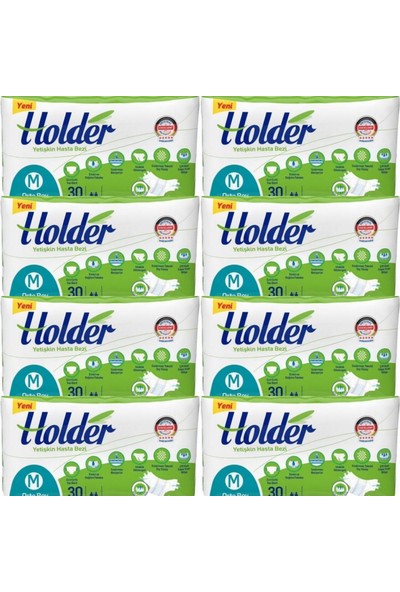 Holder Belbantlı Yetişkin Hasta Bezi Medium 30'lu Paket 8'li