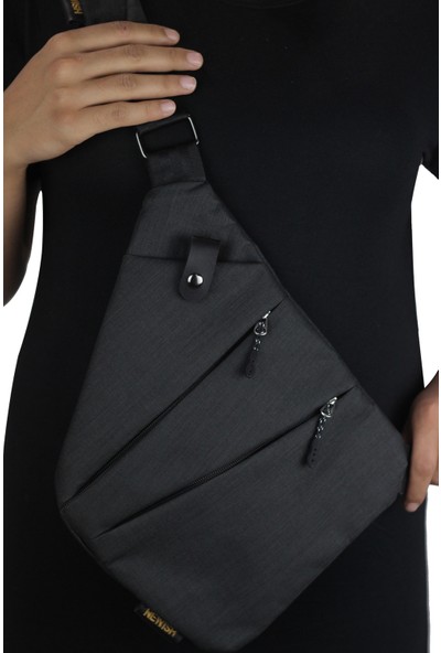Avca Unisex Siyah Kumaş Bel ve Çapraz Askılı Çanta