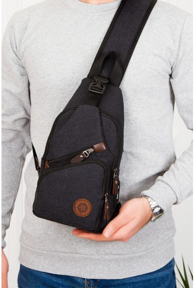 Avca Unisex Kanvas USB Kulaklık Çıkışlı Çapraz Askılı Bel Omuz Çanta