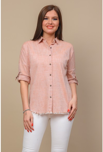 Tusse Pamuklu Keten Püsküllü Kadın Büyük Bedengömlek Tusse Pamuklu Keten Püsküllü Kadın Büyük Bedengömlek