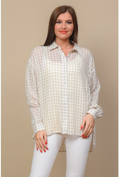 Tusse Piti Kareli Ince Yazlık Pamuklu Büyük Beden Gömlek