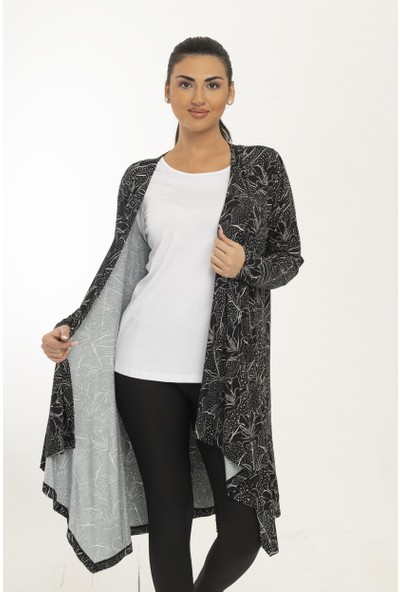 Hepisize Çiçek Desenli Asimetrik Kesim Hırka