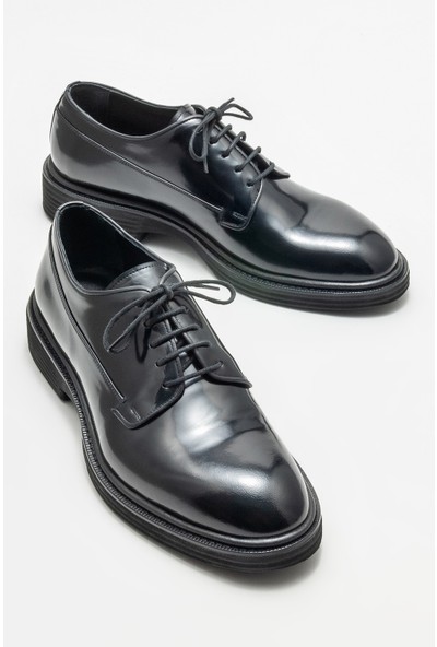Elle Siyah Deri Erkek Klasik Ayakkabı