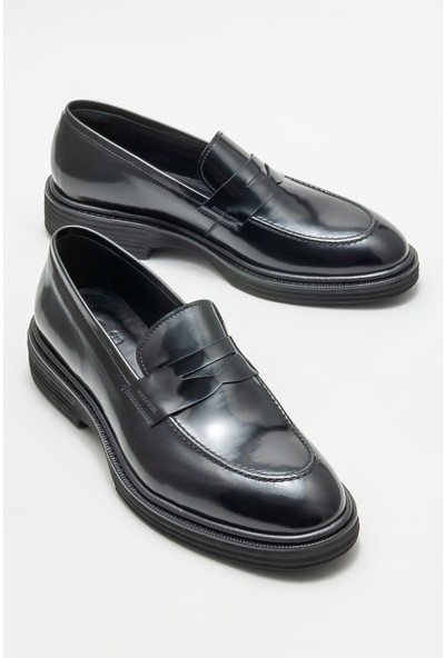 Elle Siyah Deri Erkek Klasik Loafer