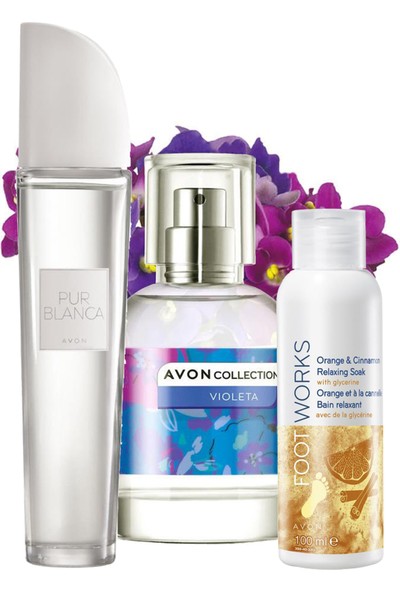 Avon Pur Blanca ve Violeta Kadın Parfüm Foot Works Ayak Banyosu Paketi 150 ml Avon Pur Blanca ve Violeta Kadın Parfüm Foot Works Ayak Banyosu Paketi 150 ml