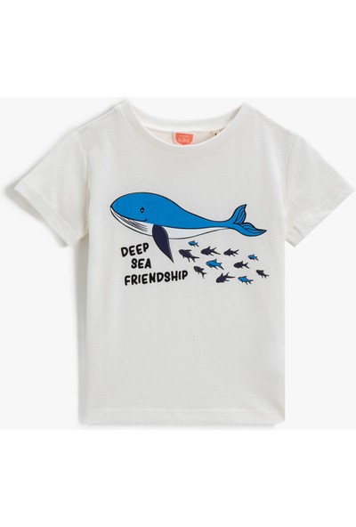 Koton Erkek Bebek Yazılı Baskılı Tişört Pamuklu Kısa Kollu