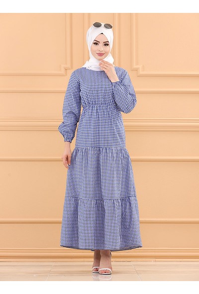 Ekoseli Elbise - Saks - Tofisa