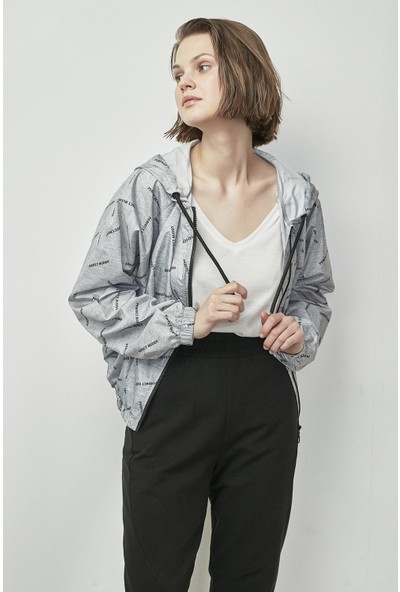 Penti Gri-Melanj Crop Yağmurluk