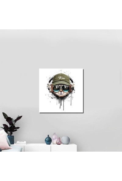 Mrv Dekor Müzik Dinliyen Kedi Cam Tablo Temperli Cam Mrv Dekor Müzik Dinliyen Kedi Cam Tablo Temperli Cam