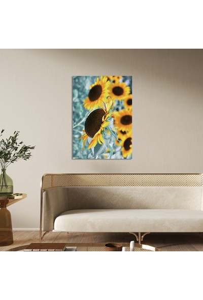 Mrv Dekor Ay Çiçeği Cam Tablo Temperli Cam