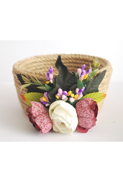 F&D Home Design Jüt Halat Organizer Sepet Banyo Mutfak Salon Kullanımına Uygun Dekoratif Şık Süslü