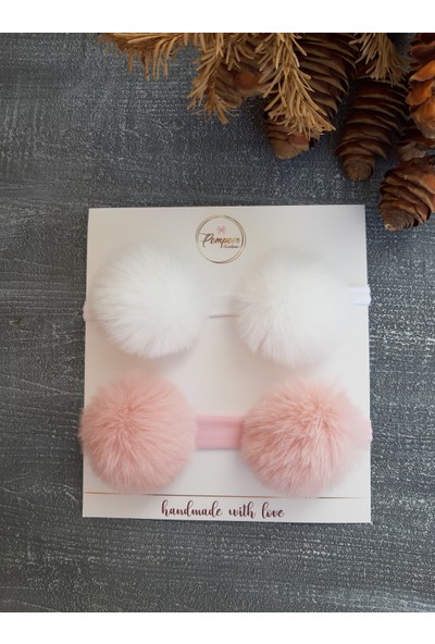Pempem Bandana Pempembandana Kız Bebek Peluş Ponpon Bant 2 Li Set