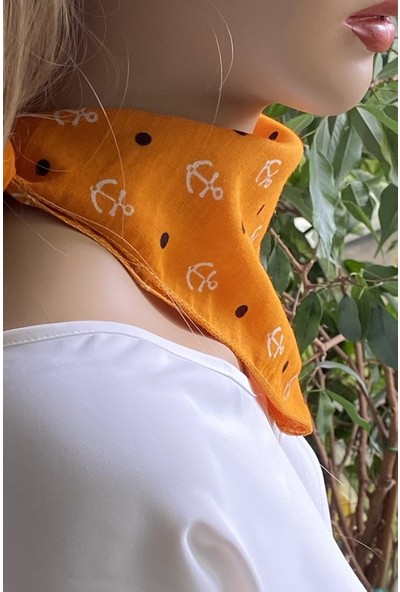 Artikel Turuncu Çapa Desenli Fular Bandana,saç Bandı, Saç Aksesuar Artikel Turuncu Çapa Desenli Fular Bandana,saç Bandı, Saç Aksesuar