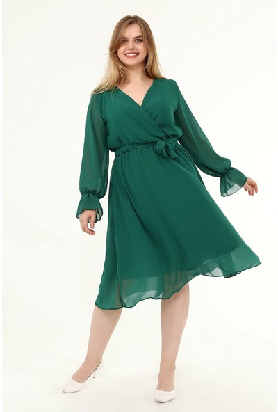 Modayız Uzun Kol Büyük Beden Şifon Elbise 30Y-1823 Modayız Uzun Kol Büyük Beden Şifon Elbise 30Y-1823