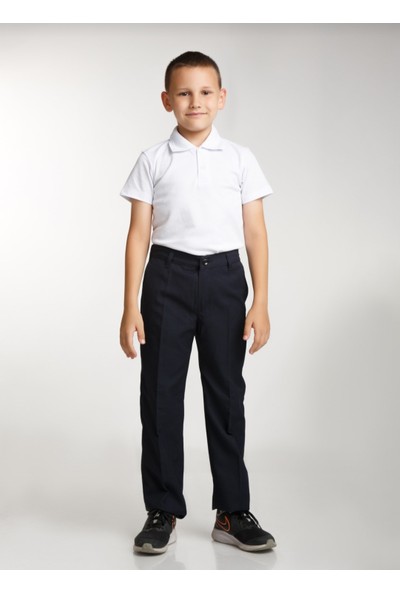 Mavimoure Beli Lastikli Kumaş Okul Pantolonu