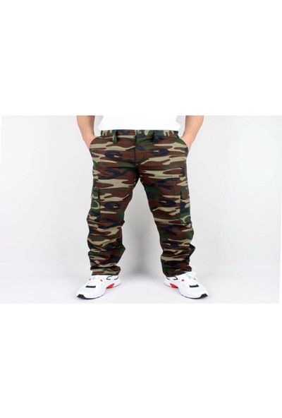 Modası Erkek Kamuflaj Desen Kargo Cepli Pantolon