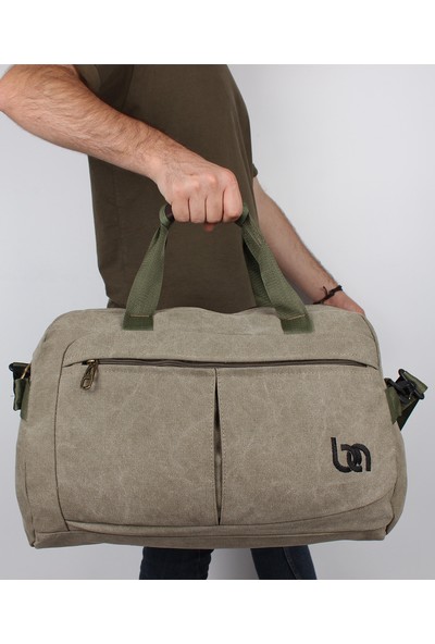 Bagacar BagacarBagacar Kanvas Haki Büyük Boy Spor ve Seyahat Çantası