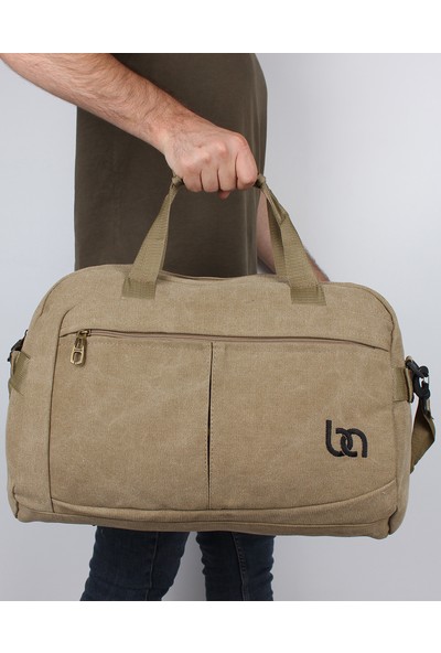 Bagacar BagacarBagacar Kanvas Bej Büyük Boy Spor ve Seyahat Çantası