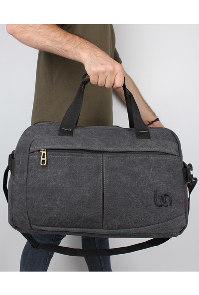 Bagacar BagacarBagacar Kanvas Siyah Büyük Boy Spor ve Seyahat Çantası