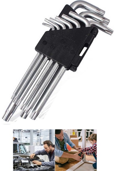 Xolo Uzun 9 Parça Tork Torx Yıldız Alyan Allen Alyan Anahtarı Takımı Seti Kısa Model Siyah Xolo Uzun 9 Parça Tork Torx Yıldız Alyan Allen Alyan Anahtarı Takımı Seti Kısa Model Siyah