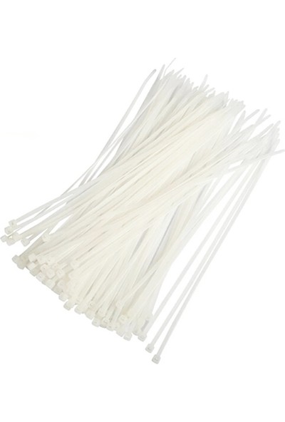 Xolo 100 Adet Beyaz Plastik Kelepçe Cırt Kablo 4,8 25CM Uzunluk