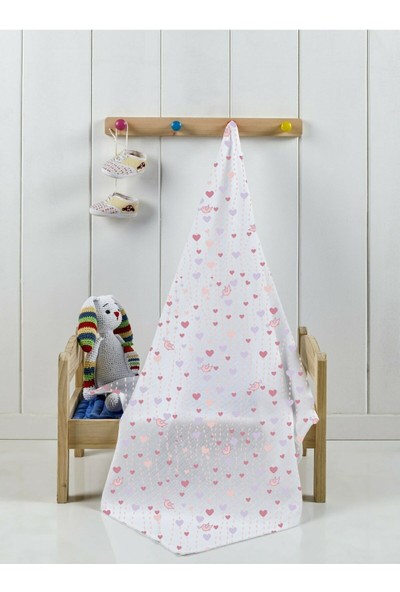 HELENİTO Müslin Örtü Kalp Desenli 80*80 cm