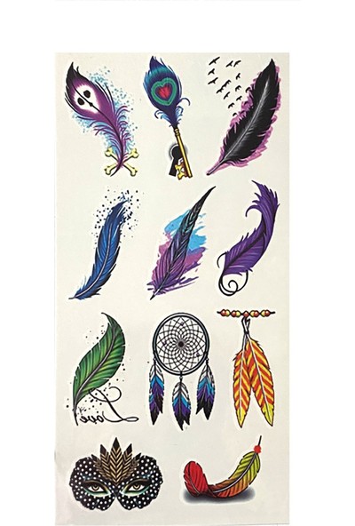 Barly Feather and Dreamcatcher Geçici Dövme Barly Feather and Dreamcatcher Geçici Dövme