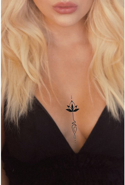 Barly Geçici Göğüs Arası Spiral Çiçek Dövme Tattoo Barly Geçici Göğüs Arası Spiral Çiçek Dövme Tattoo