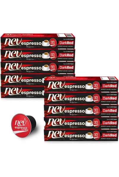 Nev Espresso Dark Red Kapsül Kahve Nespresso Uyumlu 100'LÜ Nev Espresso Dark Red Kapsül Kahve Nespresso Uyumlu 100'LÜ