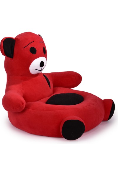 TOKKO Çocuk Bebek Ayıcık Peluş Koltuğu – Ayıcık Koltuk Kırmızı Siyah