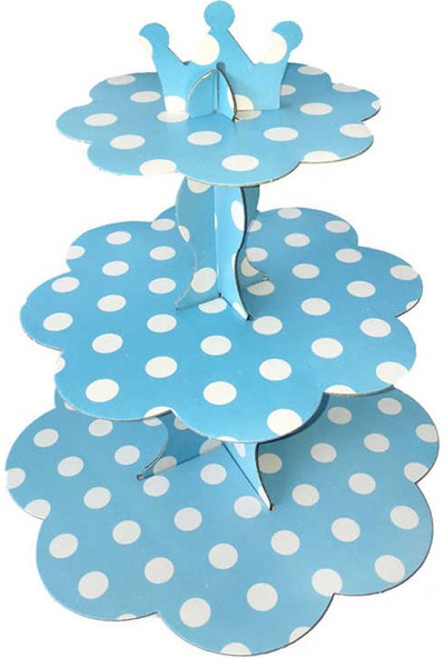 Eminönü Toptancı 3 Katlı Karton Cupcake Standı Puantiyeli Kek Standı Mavi Eminönü Toptancı 3 Katlı Karton Cupcake Standı Puantiyeli Kek Standı Mavi