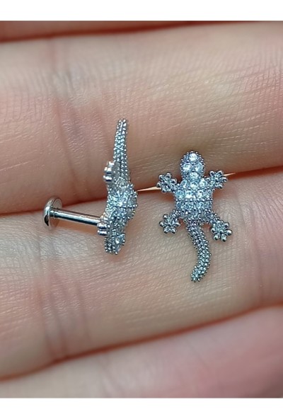 Takıconcept Kertenkele Figürlü Cerrahi Çelik Helix,tragus Piercing Paslanmaz