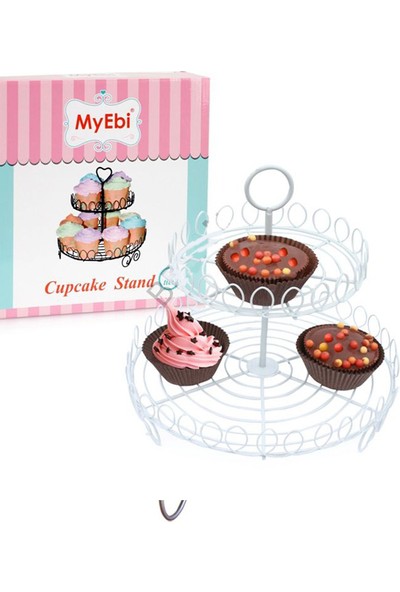 Eminönü Toptancı Metal Cupcake Standı 2 Katlı Beyaz Kek Standı Eminönü Toptancı Metal Cupcake Standı 2 Katlı Beyaz Kek Standı