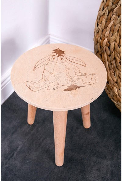 Art Ahşap Ahşap Masif Eşek Iyor Desenli Yuvarlak Tabure Art Ahşap Ahşap Masif Eşek Iyor Desenli Yuvarlak Tabure