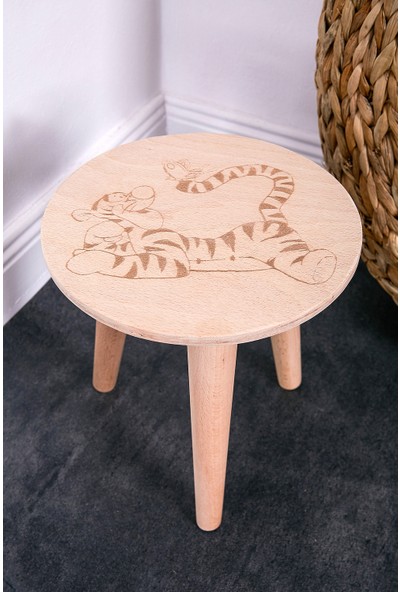 Art Ahşap Ahşap Masif Tigger Desenli Yuvarlak Tabure Art Ahşap Ahşap Masif Tigger Desenli Yuvarlak Tabure