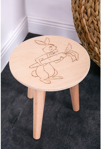 Art Ahşap Ahşap Masif Tavşan Desenli Yuvarlak Tabure Art Ahşap Ahşap Masif Tavşan Desenli Yuvarlak Tabure
