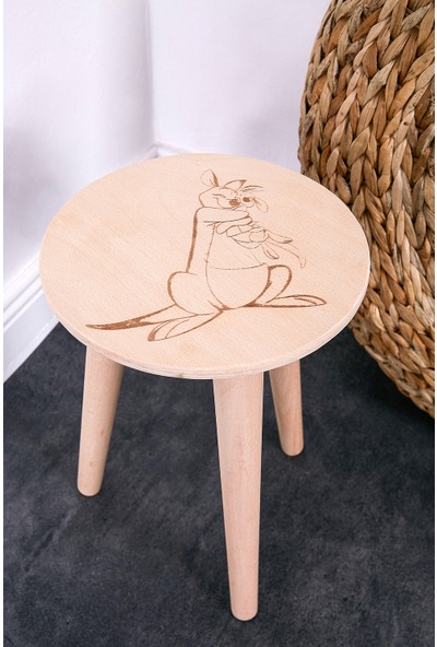 Art Ahşap Ahşap Masif Kanguru Desenli Yuvarlak Tabure Art Ahşap Ahşap Masif Kanguru Desenli Yuvarlak Tabure