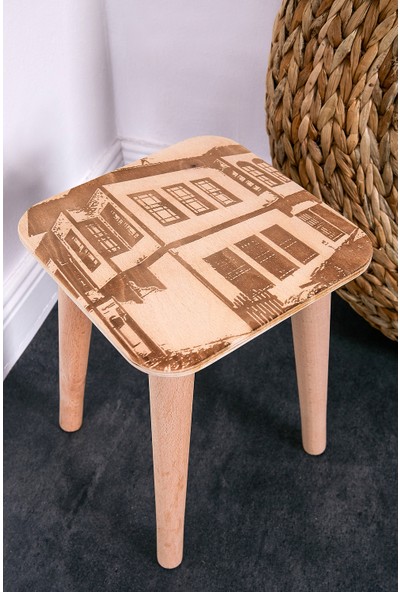 Art Ahşap Ahşap Masif Safranbolu Evi Desenli Kare Tabure Art Ahşap Ahşap Masif Safranbolu Evi Desenli Kare Tabure