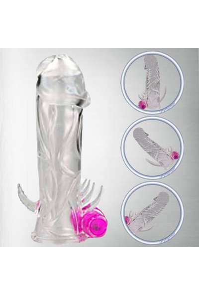 Partner Klitorel Uyarıcılı Titreşimli Prezervatif Penis Kılıfı