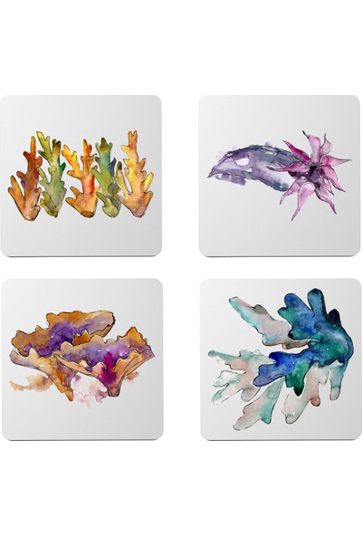 Cupgel Mdf Kare Baskılı Bardak Altlığı - Suluboya