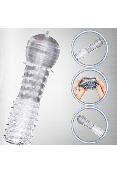 Partner Tırtıklı Şeffaf Uyarıcılı Prezervatif Penis Kılıfı